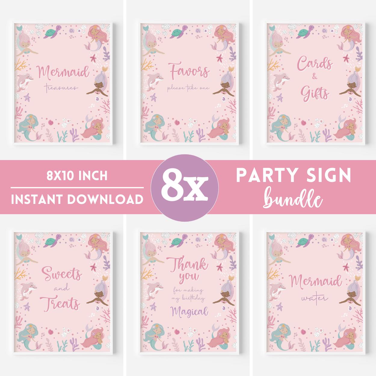 Mermaid Birthday Decor. Printable Mermaid Table Sign Bundle. Mermaid ...