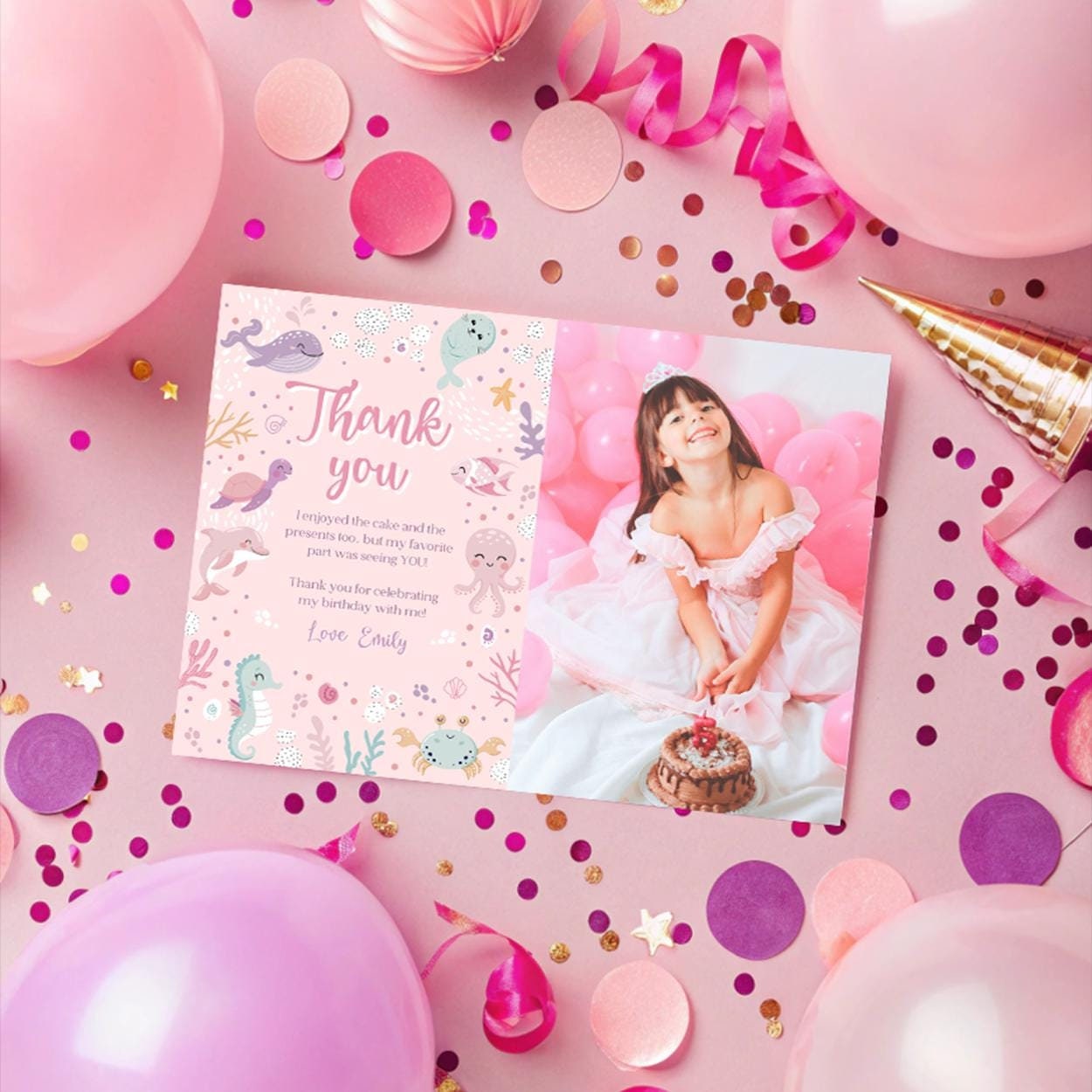 Under the Sea Thank You Card | Editable Ocean Theme Birthday – Big Day Out